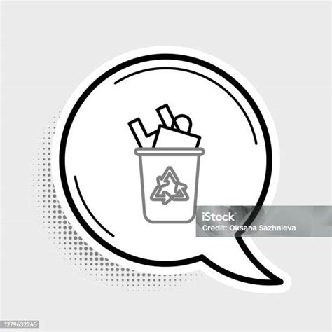 Ligne Corbeille Avec Licône De Symbole De Recyclage Isolée Sur Le Fond