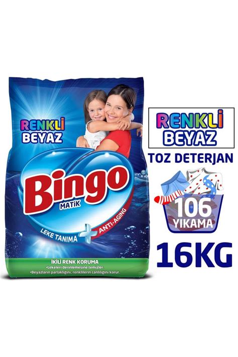 Bingo Matik Toz Çamaşır Deterjanı Renkli Beyaz 8 Kg 2 li Marko