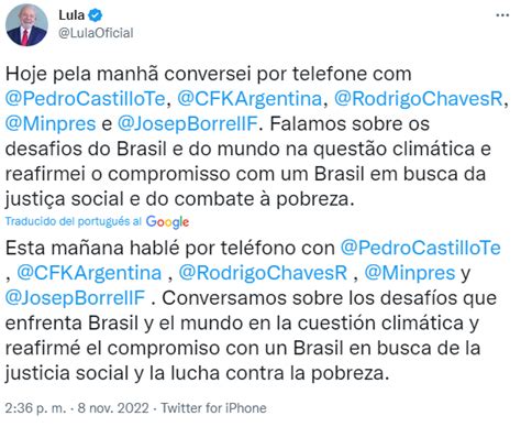 Lula Da Silva Mantuvo Conversaciones Con Líderes Internacionales Sobre