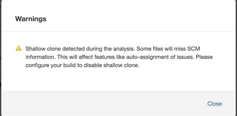 Git Sonarqube With Shallow Clone Warning Even With Shallow Disabled On Jenkins Build Stack