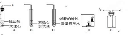 下图是某同学设计的实验室制取二氧化碳并验证其性质的实验装置图 请回答下列问题 1a装置中发生的化学反应方程式为 2将ae装置连接