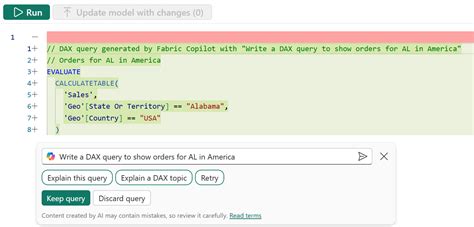microsoft fabric copilot to write dax queries in power bi update