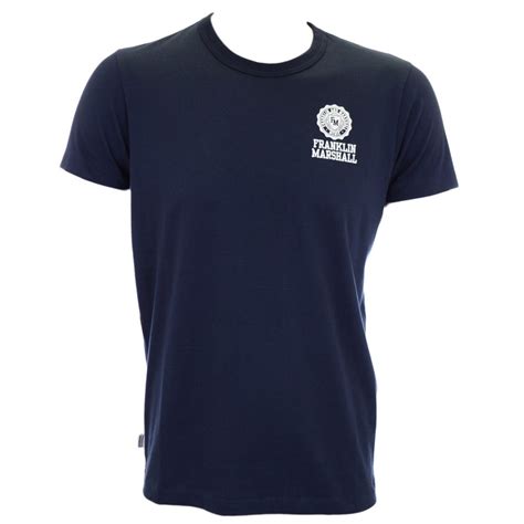 Franklin And Marshall Crest Logo Crew Neck Navy T Shirt Clothing From N22 Menswear Uk