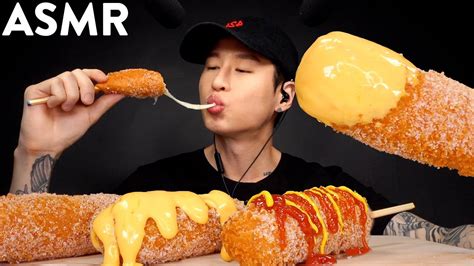 Asmr Mozzarella And Cheesy Rice Cake Corn Dogs Mukbang No Talking