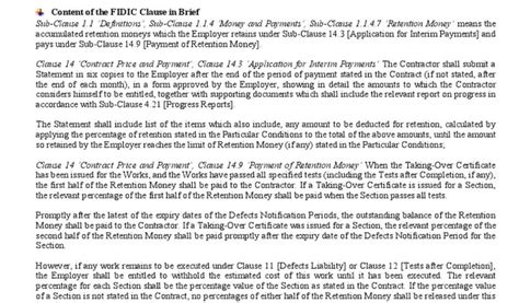 Turnkey Contract Template Clause 14 9 Payment Of Retention Money Understanding Williamson