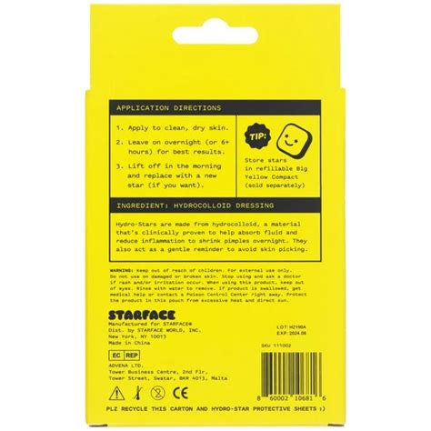 Starface Yellow Hydro Star Pimple Patches 32 Count For All Skin Types