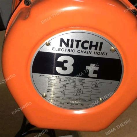 Jual Electric Chain Hoist Nitchi 3 Ton X 6 Meter With Trolley Nitchi