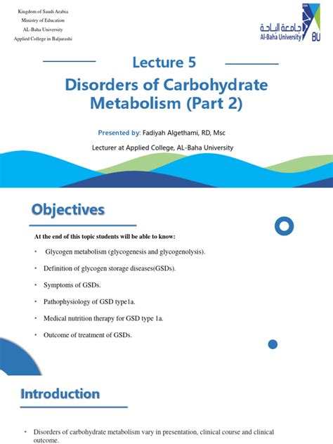 Lecture 5 Diorders Of Carbohydrate Metabolism Part2 Pdf