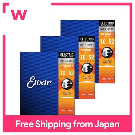 สายกีตาร์ไฟฟ้า Elixir Nanoweb แสงหนัก010 052ชุด12077 3ชิ้น Th