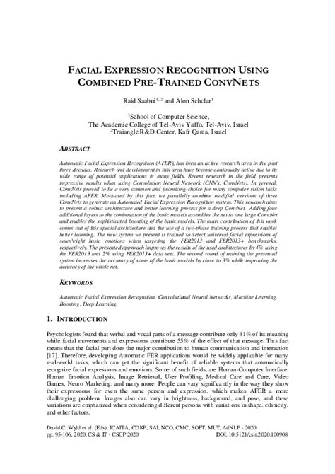 Pdf Facial Expression Recognition Using Combined Pre Trained Convnets