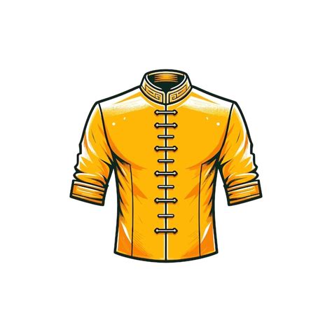 Yellow Color Mens Mandarin Collar Shirt Fashion Drawing Template