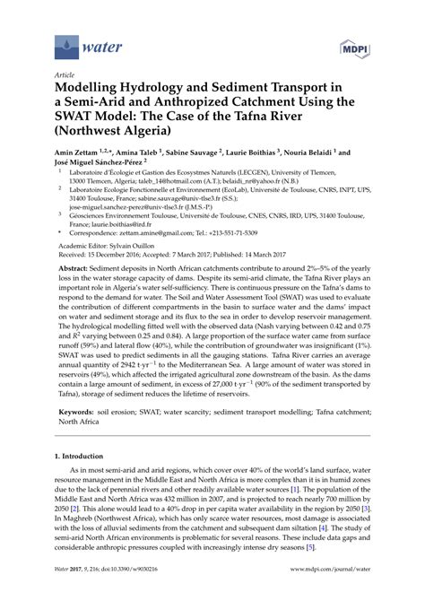Pdf Modelling Hydrology And Sediment Transport In A Semi Arid And