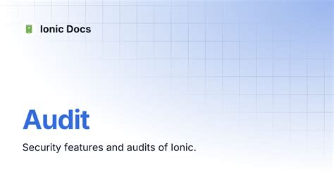 Audit Ionic Docs