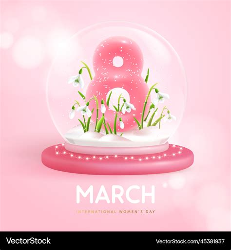 International Happy Womens Day Greeting Card Snow Vector Image