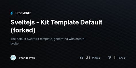 sveltejs kit template default forked stackblitz