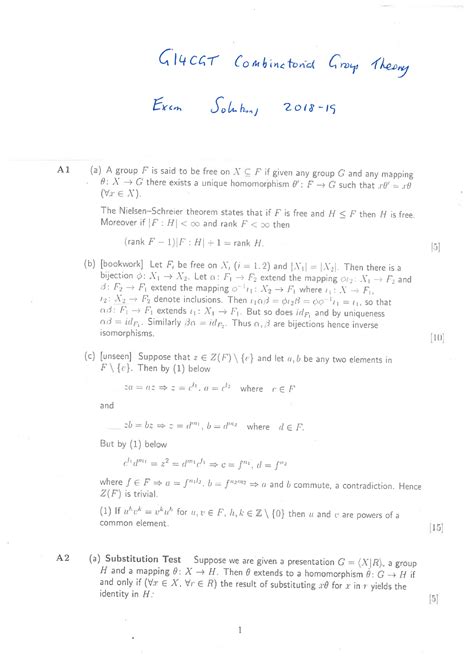 Msc Course Combinatorial Group Theory 201819 Exam Solutions Math4027