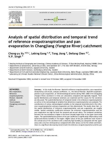 Pdf Evapotranspiration Trends In Yangtze Catchment