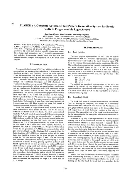 Pdf Plabek A Complete Automatic Test Pattern Generation System