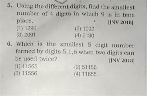 Using The Different Digits Find The Smallest Number Of Digits In Wh