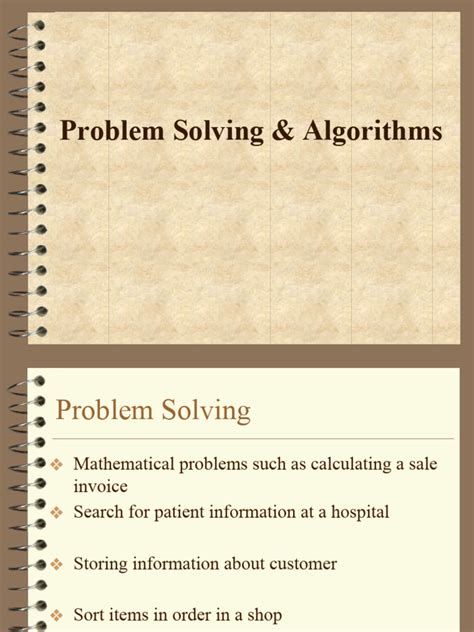 Problem Solving And Algorithms Lesson Pdf Algorithms Data Type