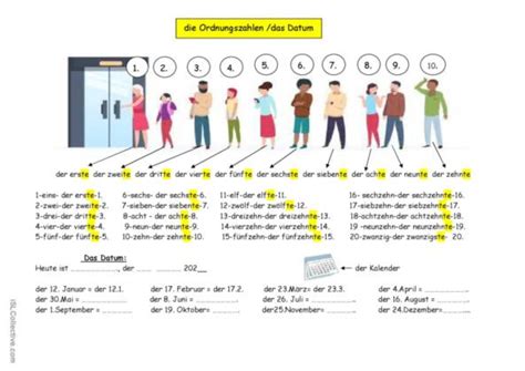 5 Ordnungszahlen Deutsch DAF Arbeitsblätter pdf doc