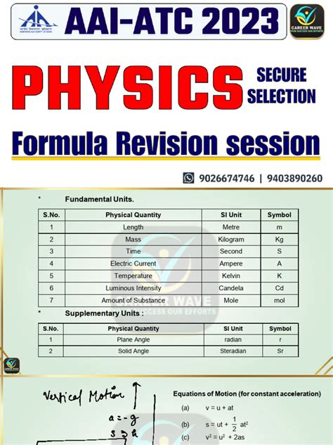 Physics Complete Formula Revision New Pdf Force Second Law Of