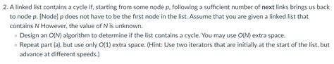 Solved 2 A Linked List Contains A Cycle If Starting From