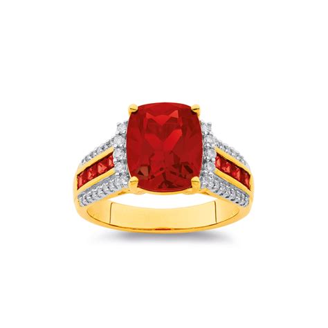 9ct Created Ruby With Diamond Ring Tdw 25ct In Red Goldmark Nz