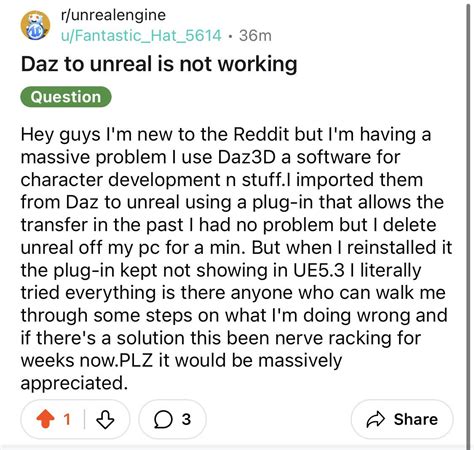 I Basically Put This In The Unreal Reddit But I Thought I Could Ask Ya For Some Help R Daz D