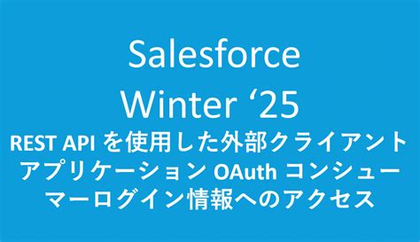 Rest Api を使用した外部クライアントアプリケーション Oauth コンシューマーログイン情報へのアクセス Winter25 リリース更新 株式会社日本システムデザイン