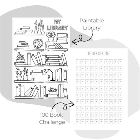 Book List 100 Book Challenge Printable Paintable Book Etsy