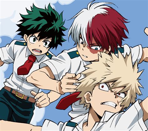 My Hero Academia Todoroki And Deku And Bakugou Cute D