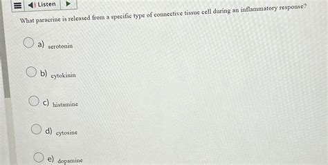 Solved What Paracrine Is Released From A Specific Type Of