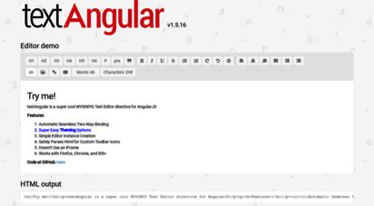 Welcome To Textangular Com Textangular Lightweight Angular Js Javascript Wysiwyg Text Editor