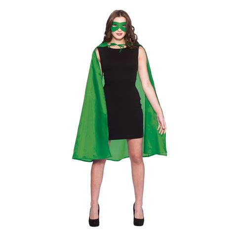 Superhero Cape And Mask Green Adult Accessory