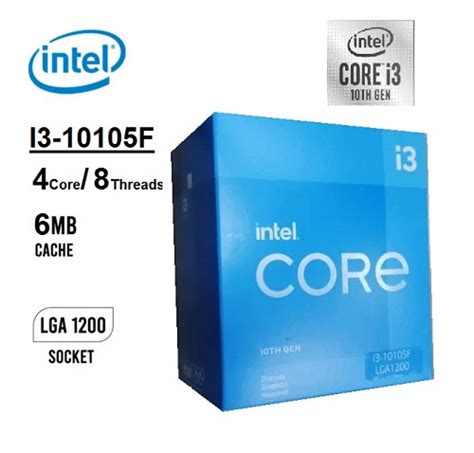 CPU Intel Core I3 10105F Intel LGA1200 4 Core 8 Thread Base 3 7Ghz Turbo 4 4Ghz Cache
