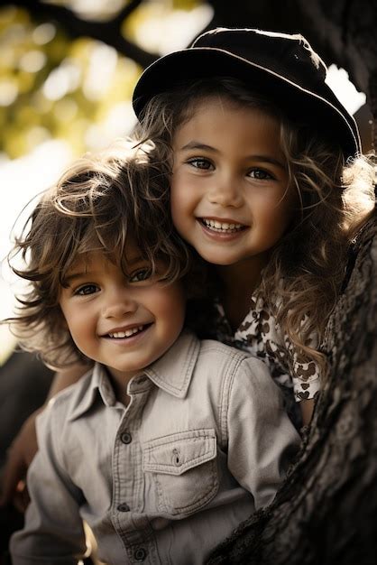 Premium Photo Sibling Bonding Under A Trees Shade