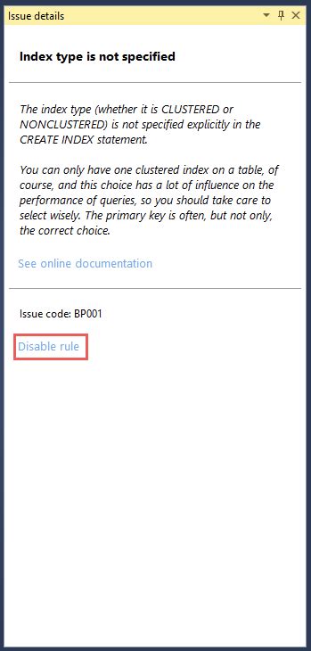 enabling disabling code analysis rules sql prompt 9 product