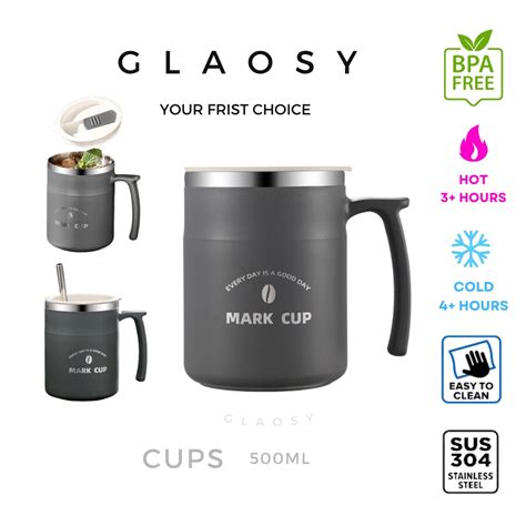 Mark Cup Cute Tumbler 304 Stainless Steel Thermos Cup Mug Bottle Coffee Flask Botol Air Tahan