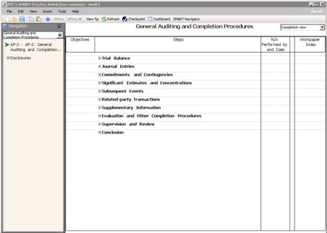 General Auditing And Completion Procedures