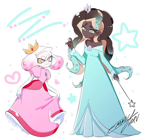 Me And Pearlie As Peach And Rosalina Splatoon Super Mario Art