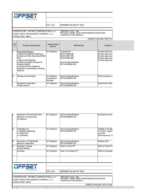Itp Steel Erection Pdf Specification Technical Standard Metal