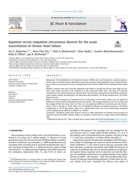 Pdf Inpatient Versus Outpatient Intravenous Diuresis For The Acute