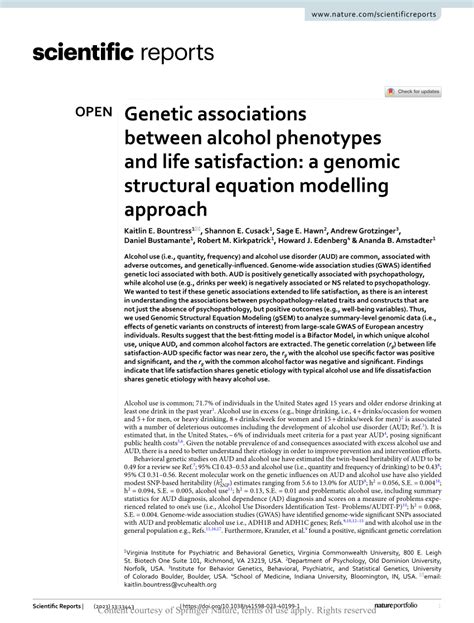 Pdf Genetic Associations Between Alcohol Phenotypes And Life