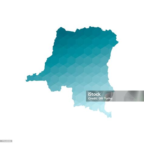 콩고 민주 공화국지도의 단순화 된 파란색 실루엣 벡터 격리 그림 아이콘입니다 다각형 기하학적 스타일입니다 흰색 배경 0명에 대한 스톡 벡터 아트 및 기타 이미지 Istock