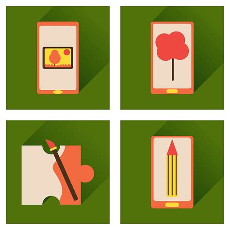 긴 그림자 모바일 벡터와 평면 아이콘의 개념 Eps Ai Uidownload