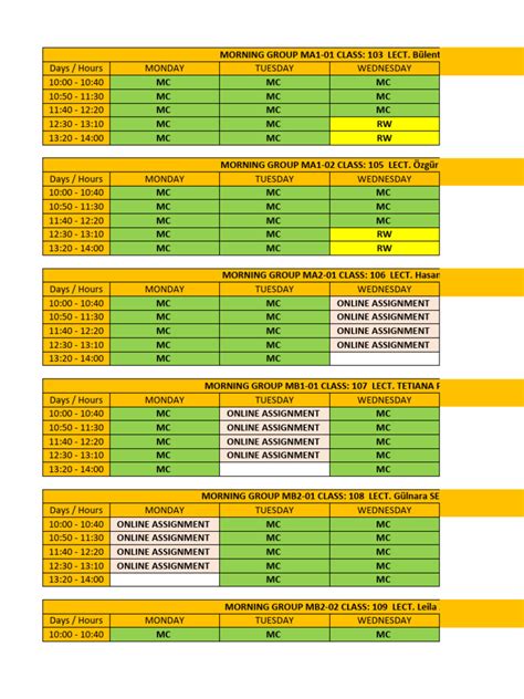 Updated Schedule Pdf