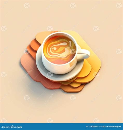 Isometric Art Of A Cup Of Coffee Generative Ai Illustration Stock Illustration Illustration