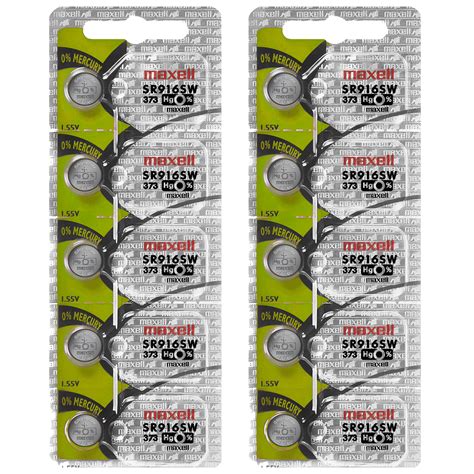 Maxell 373 SR916SW Silver Oxide Watch Batteries 10 Batteries