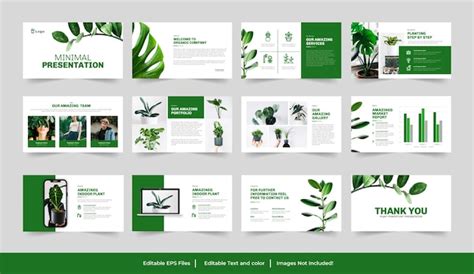 Diseño De Plantilla De Diapositiva Verde Mínimo Vector Premium